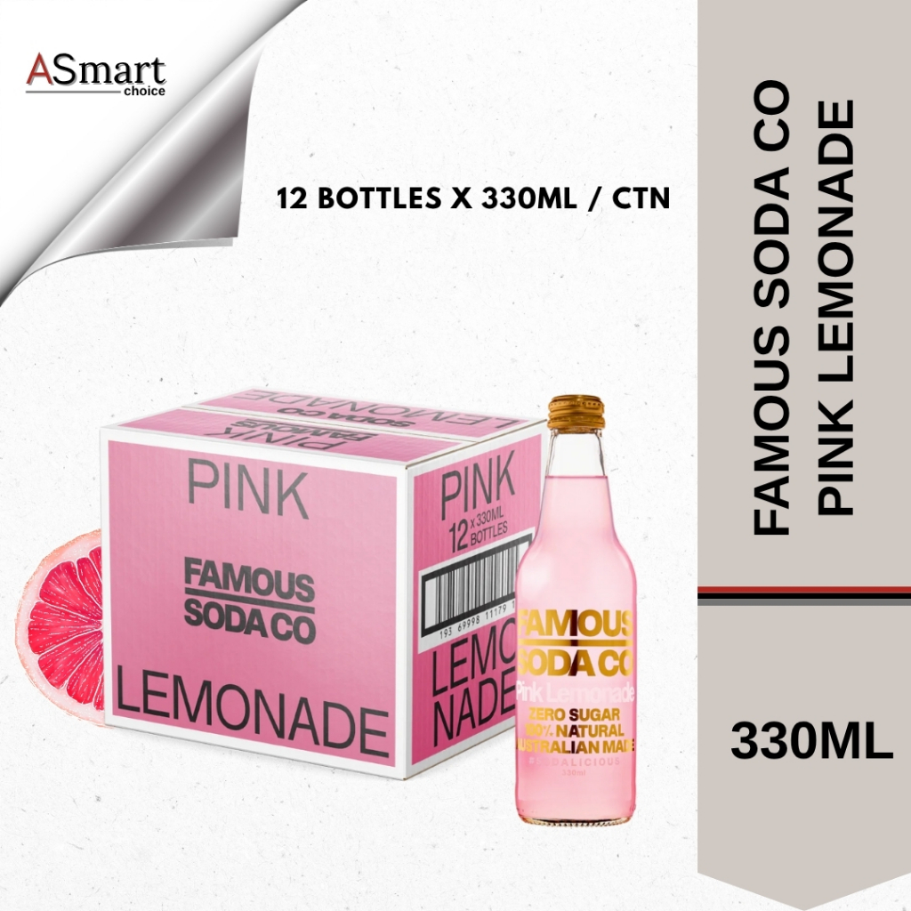 [Carton Deal] Famous Soda Co Pink Lemonade 330ml x 12 Bottles – Sugar ...