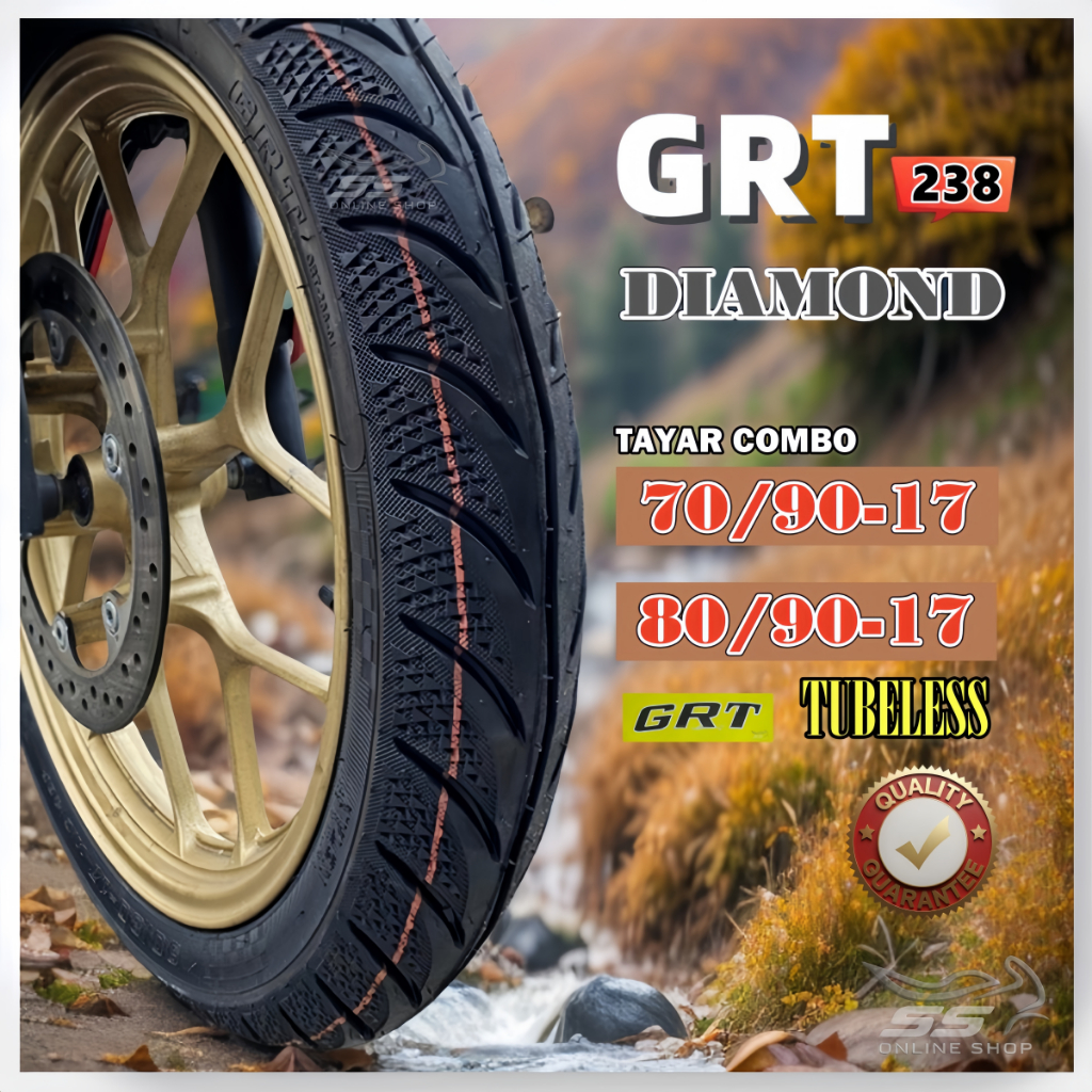 GRT 238 TAYAR TUBELESS MOTOSIKAL TIRES MOTORCYCLE BUNGA DIAMOND COMBO ...