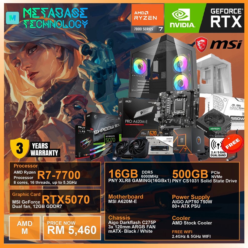 Gaming Pc RYZEN CUSTOM BUILD RTX 5060 FULL SET DESKTOP AMD INTEL Komputer murah i5 i7 R5 R7 ...