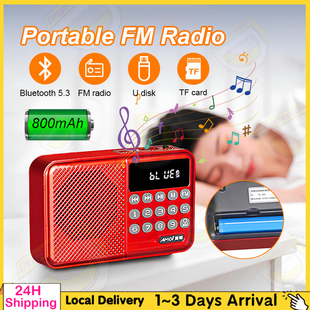 Radio Speaker FM Raido Music Player Rechargeable USB & MicroSD Card ...