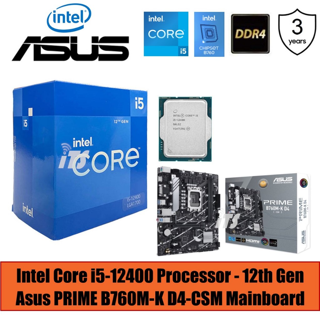 Intel Core i5-12400 Bundle Asus PRIME B660M / B760M LGA1700 Mainboard ...