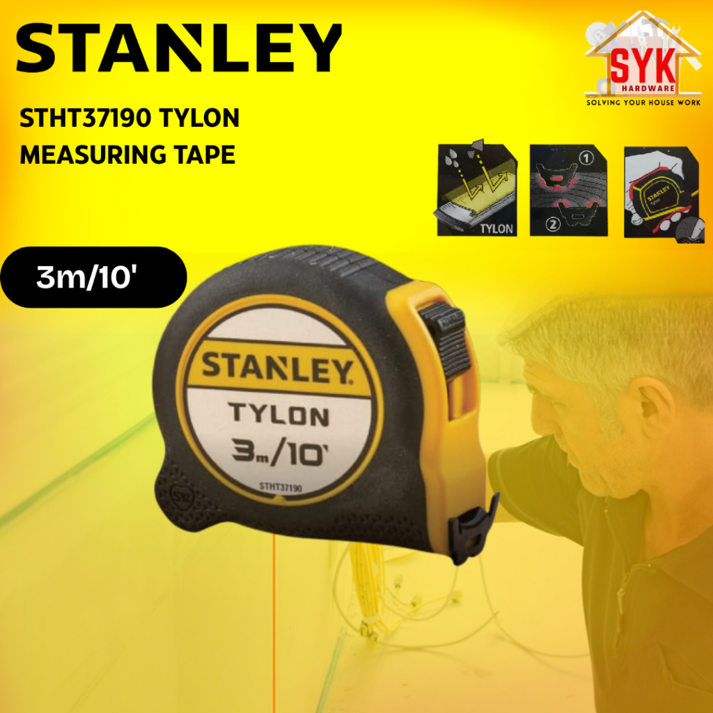 SYK Stanley STHT37190 3M/10' Tylon Measuring Tape Hand Tools Measure ...