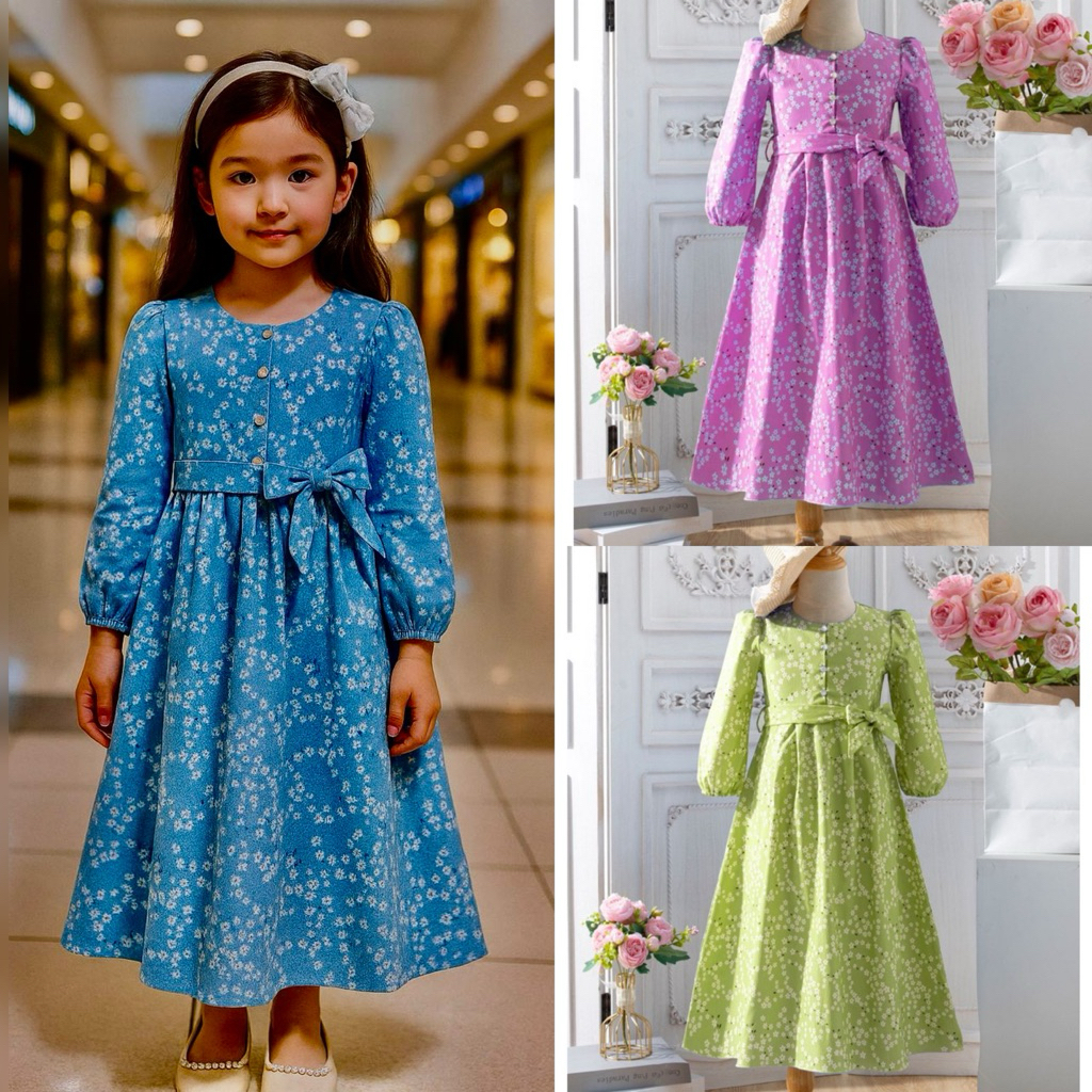 [READY STOCK in MY]Jubah Kids Girl Dress Floral Print Jubah Budak ...