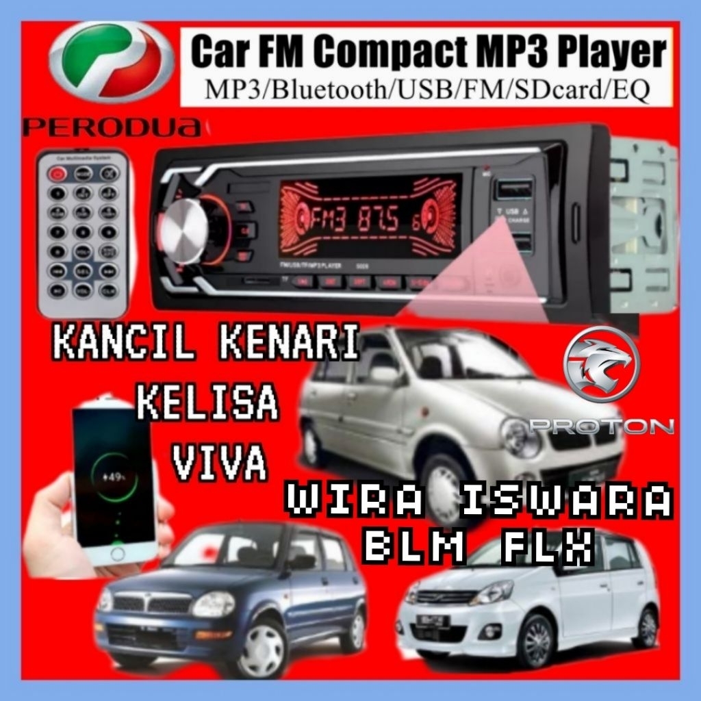 BLUETOOTH MP3 CAR PLAYER CAR RADIO PROTON PERODUA KANCIL VIVA KELISA ...