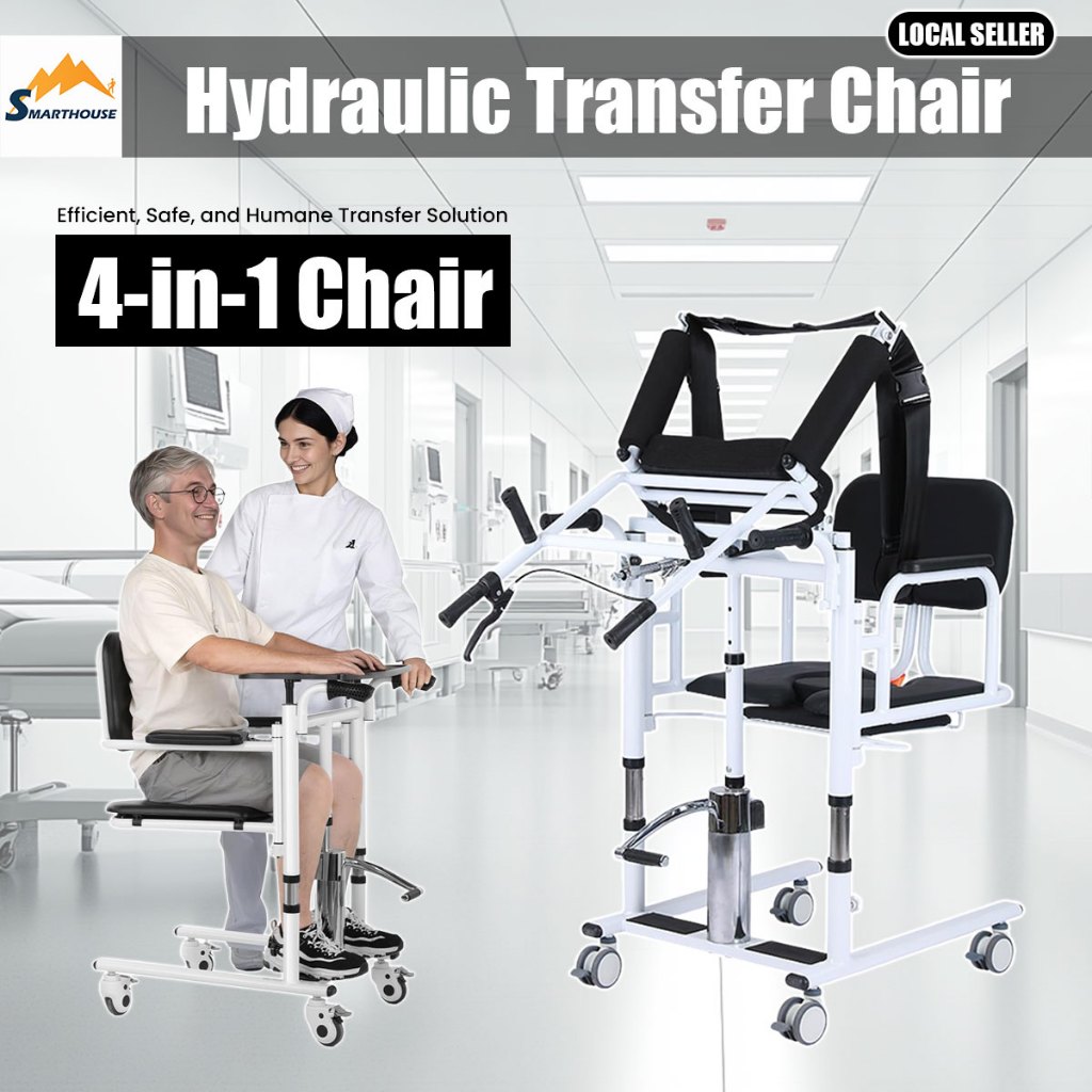 Elderly Bedridden Patient Hydraulic Transfer Chair Commode Chair with ...