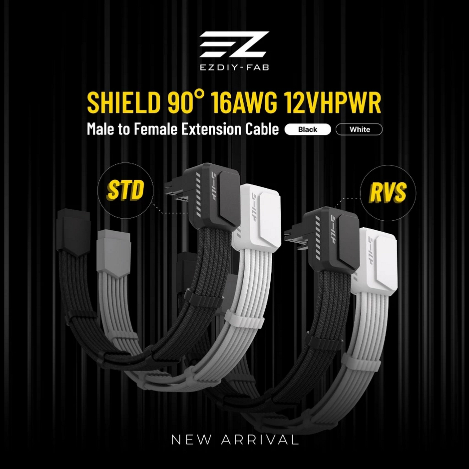 EZDIY-FAB Shield Series PCIe 5.1 12V-2x6 90 Degree Angle "Forward" STD&"Reverse"RVS GPU Adapter ...
