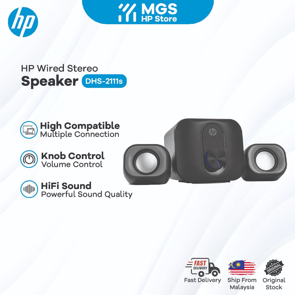 HP DHS-2111s / DHS-2111 Wired Mini Multimedia Speaker HiFi Sound ...
