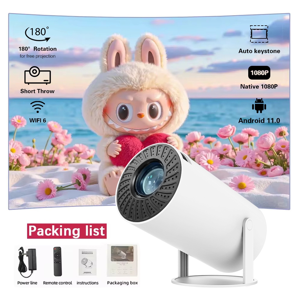 HY300 Mini Projector with WiFi and Bluetooth Portable Projector Support ...