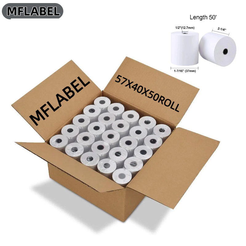 MFLABEL 57x40mm 50roll Thermal Receipt Paper Roll Cash Register Receipt ...