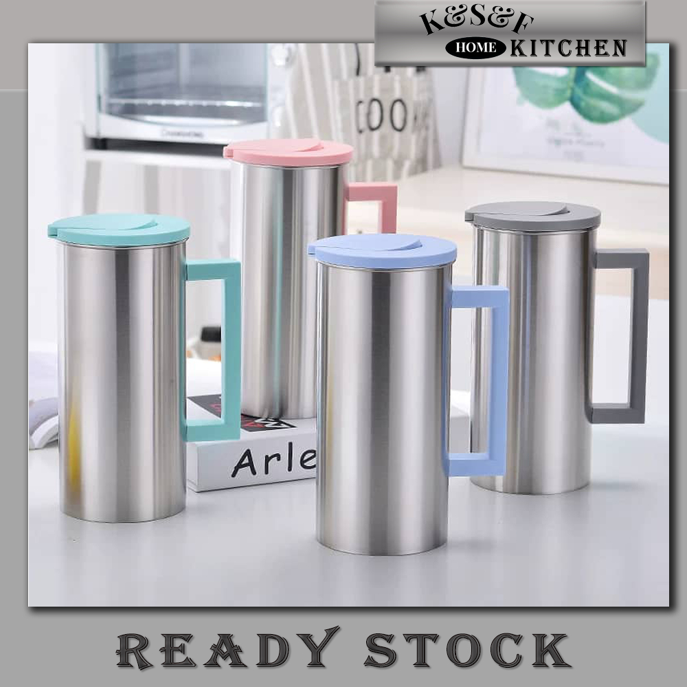 1.8L Stainless Steel Cold Water Jug with Handle Large Capacity Water ...