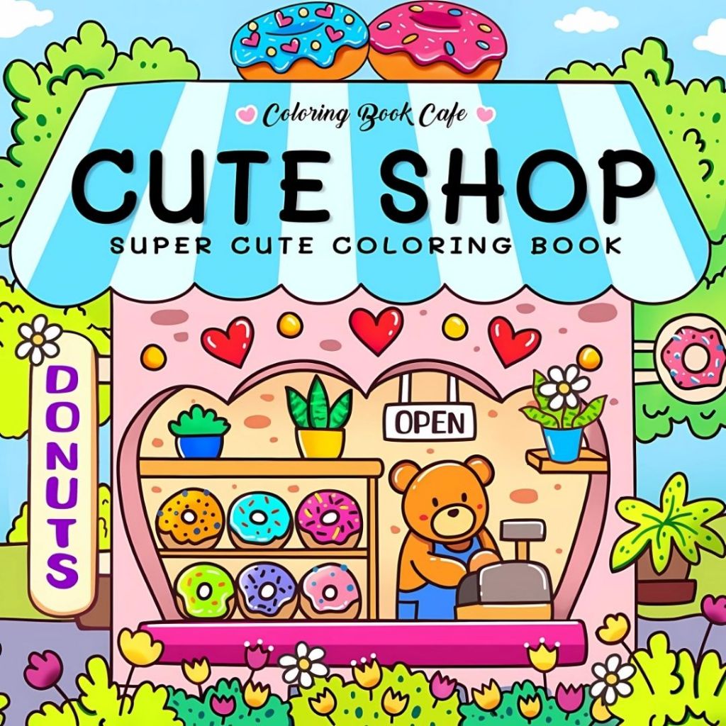 E034 Cute Shop Coloring Book Printable PDF Digital Coloring Pages ...