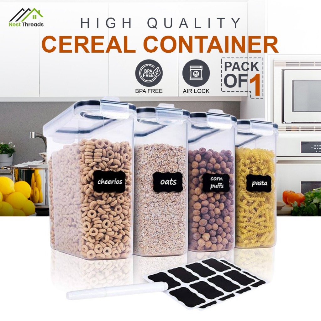 Airtight Cereal Container 4L | 2L – Large BPA-Free Plastic Cereal & Dry ...