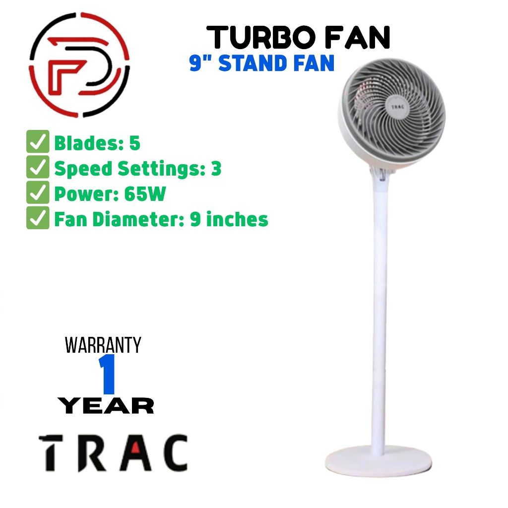 TRAC 2 in 1 Turbo Stand / Table Fan 9"inch Kipas Turbo Berdiri (TR ...
