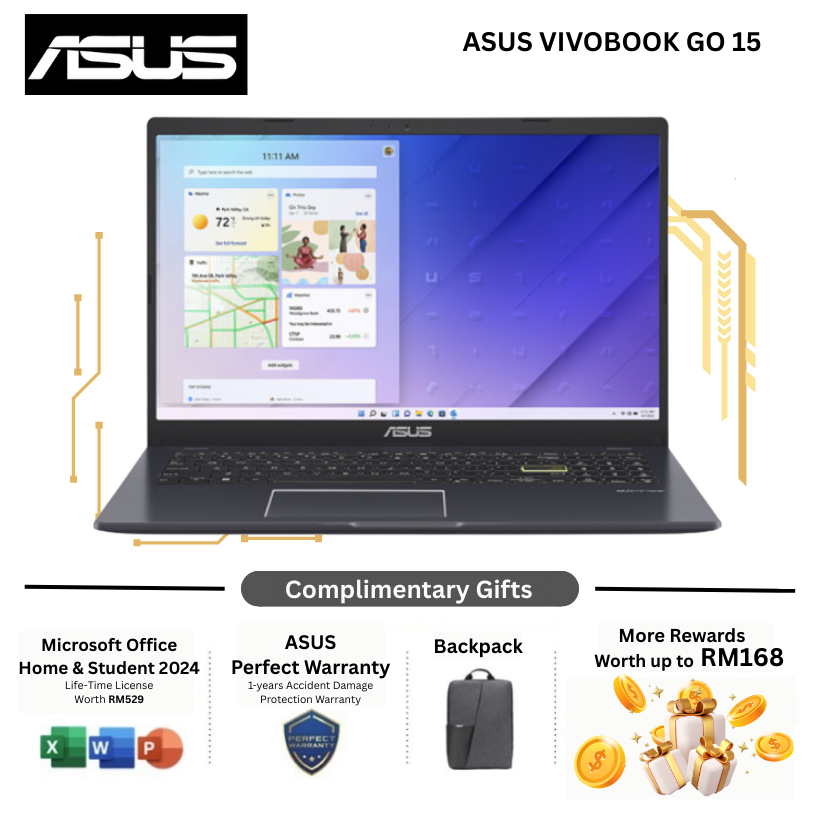 Asus Vivobook Go 15 E510K-AEJ733WMS 15.6'' FHD Laptop Star Black ...