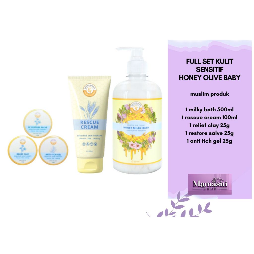 Set Honey Olive Baby Eczema Set sensitive skin Eczema kering gatal kulit garu berdarah kurang ...