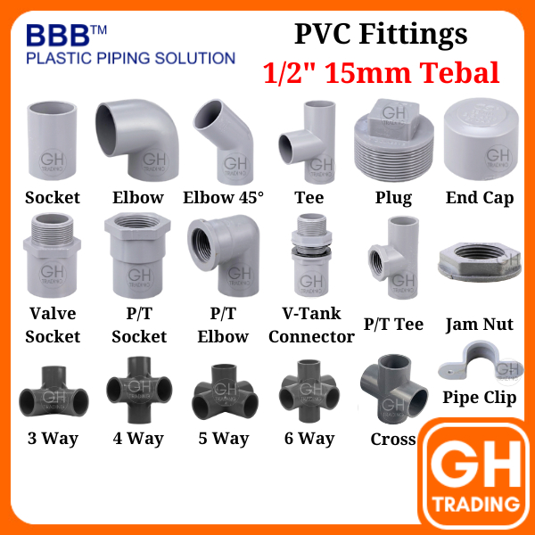 PVC Pipe Connector Plug Socket Tee Elbow PVC Fitting PVC Connector PVC Tank Connector 15mm 1/2 ...