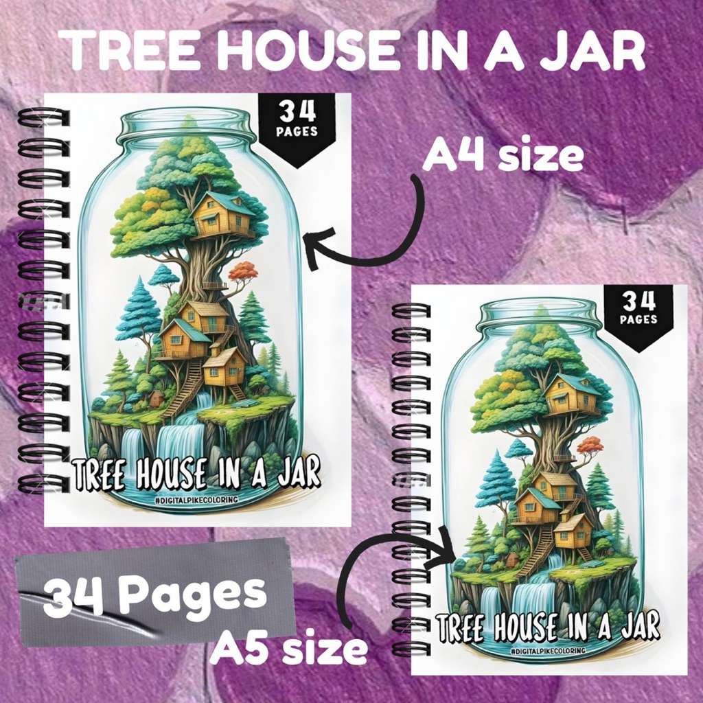 Tree House in a jar Coloring book loose paper a cute and cozy coloring ...