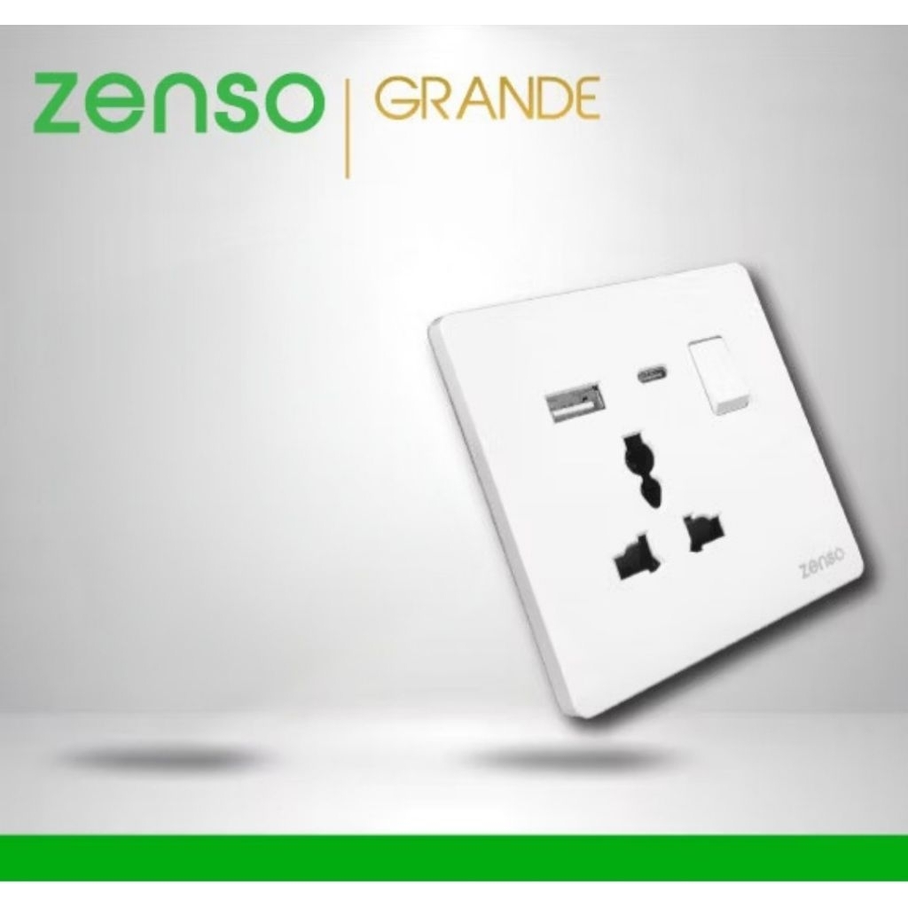 ZENSO GRANDE UNIVERSAL SWITCH SOCKET WITH USB TYPE A & TYPE C CHARGING ...