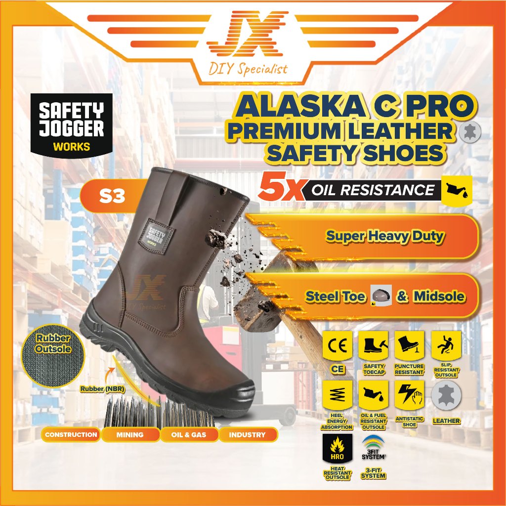 Safety Jogger Alaska C PRO S3 Medium SR FO HRO Safety Boots Oil Fuel ...