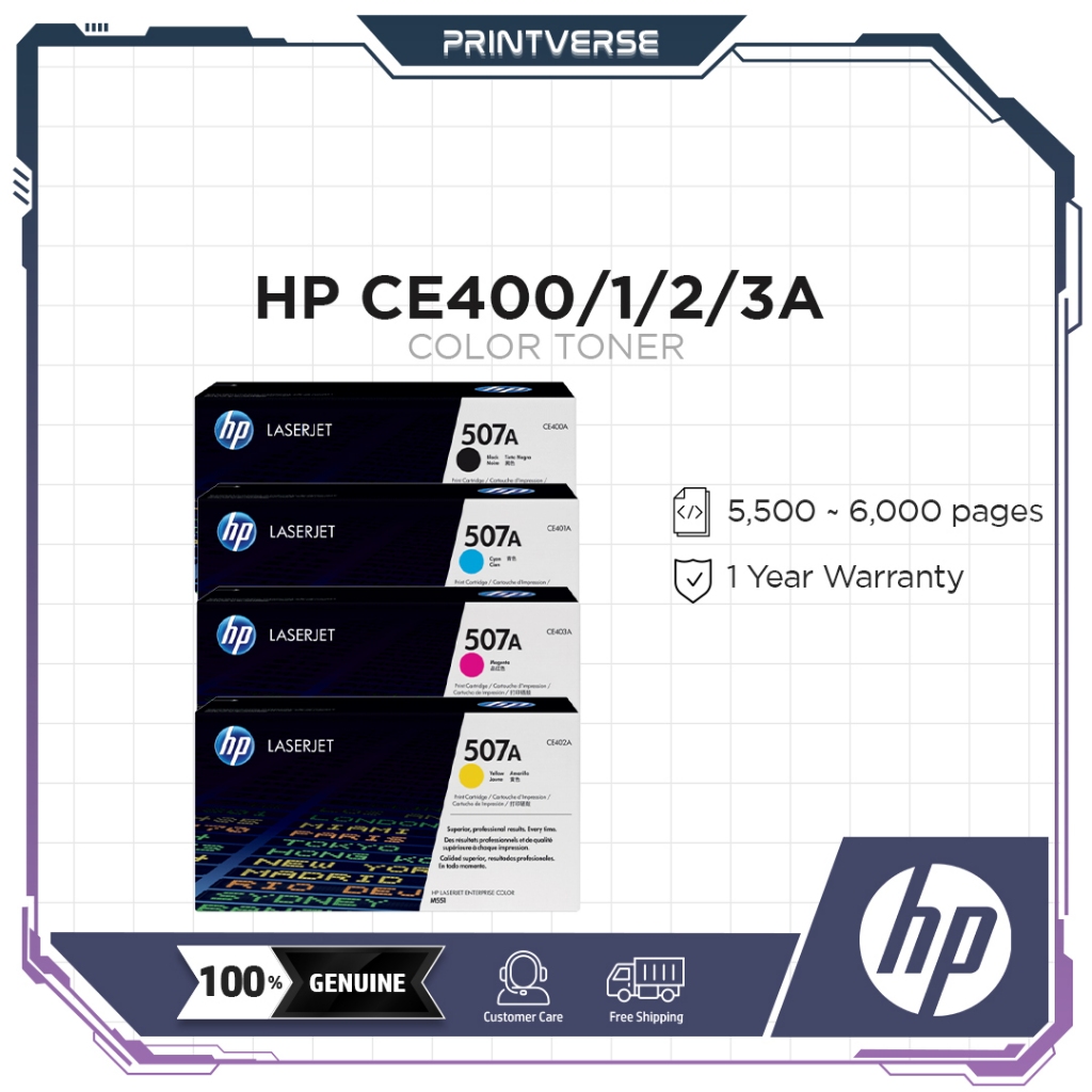 HP 507A CE400A CE401A CE402A CE403A Original Laserjet Color Toner ...
