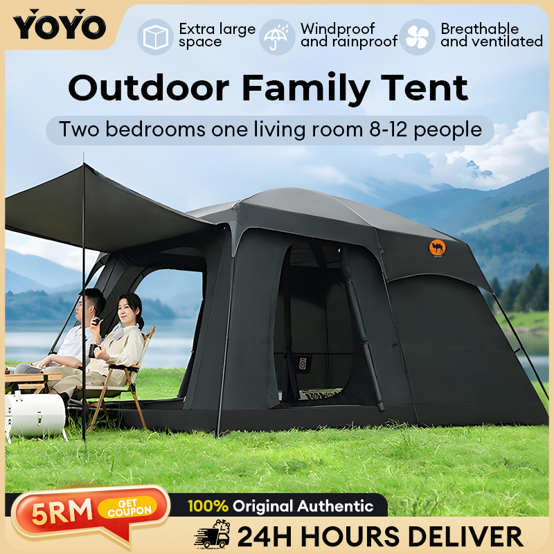 Khemah Unta Camel Tent 2 Rooms Large Tent 5/8/12 Person Waterproof ...