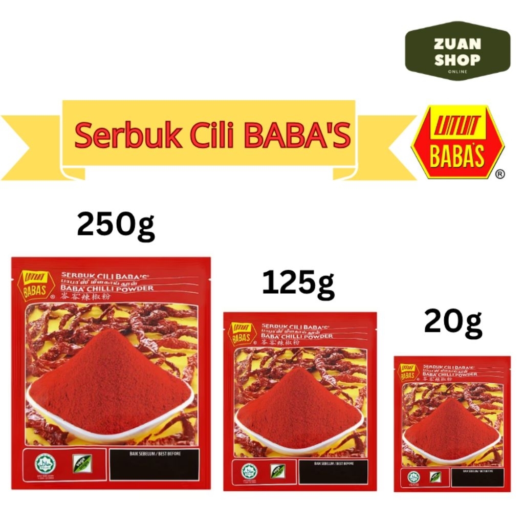 BABA'S Chili Powder - BABA'S Serbuk Cili - 250g - 125g - 20g - Serbuk ...