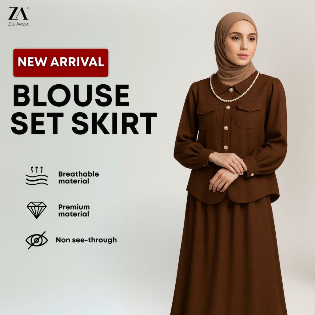Zoe Arissa Tansha Auni Set Suit Blouse Baju Set Skirt Office Wear ...