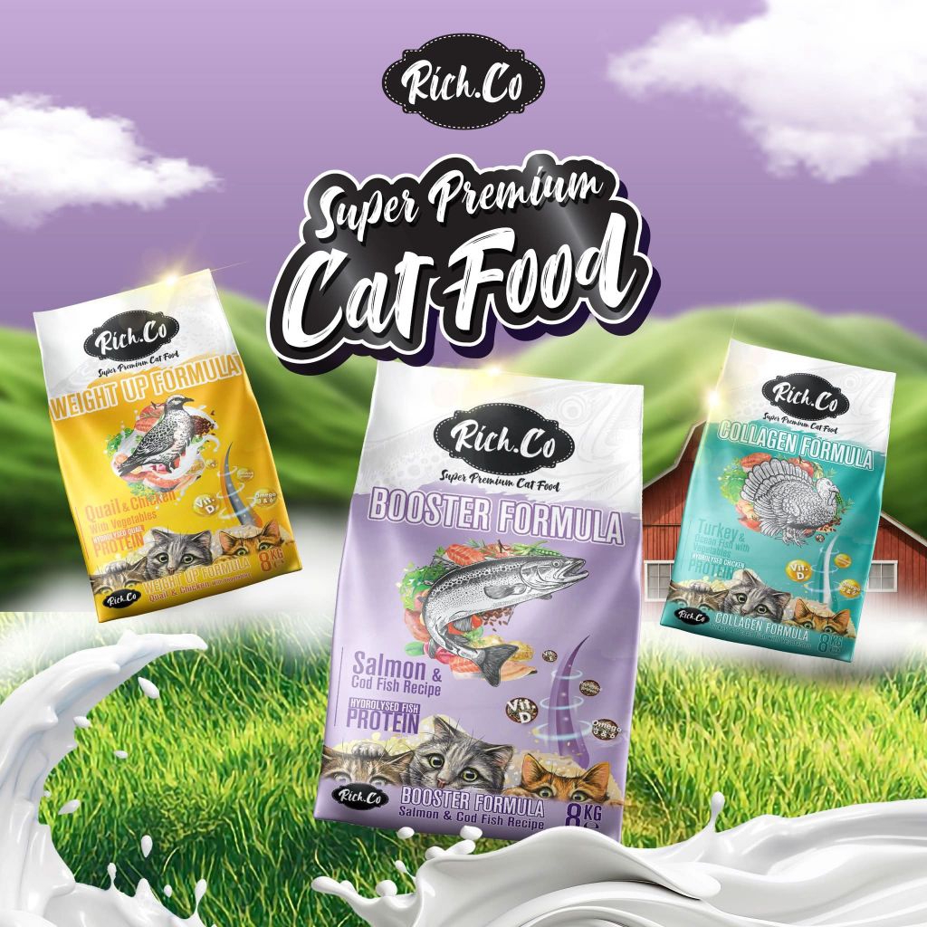 Rich.Co Adult Cat Booster Formula Salmon/Collagen Formula Turkey/Weight ...