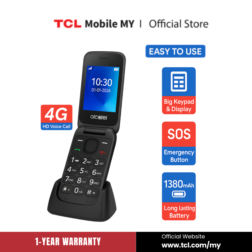 Alcatel 3082X 4G Flip Phone |2.4" Big Screen |SOS Button |Elderly ...