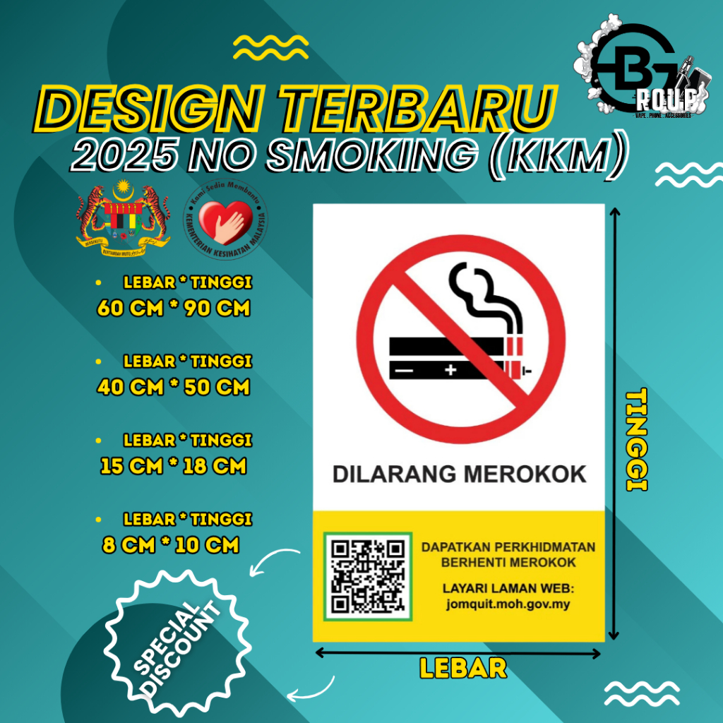 No Smoking & No Vaping Sign Set 2025 | KKM Approved | Anti-Smoking ...