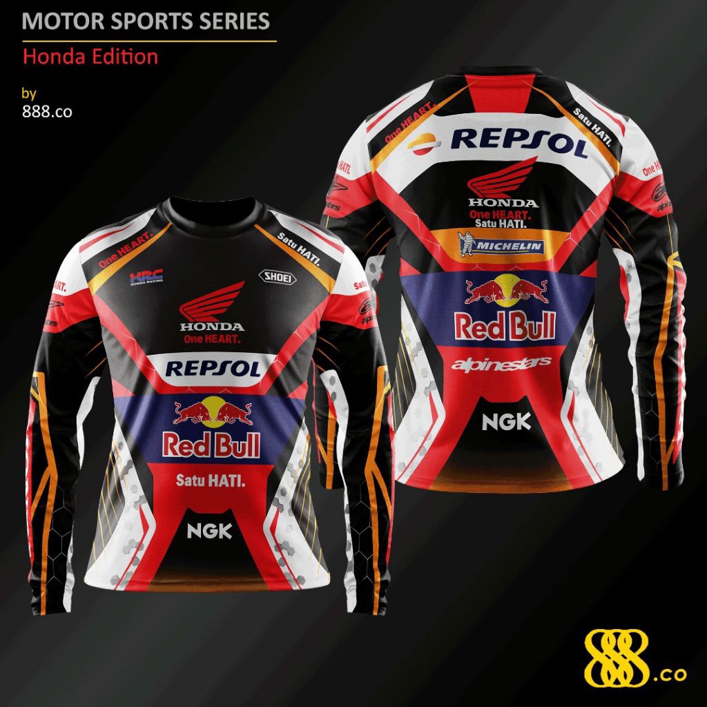 BAJU HONDA REPSOL LONG SLEEVE FULL SUBLIMATION READY STOCK | Shopee ...