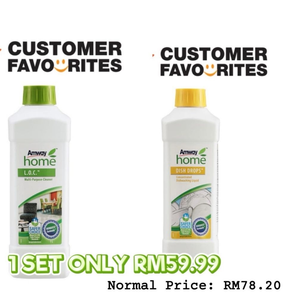 Amway LOC Multi-Purpose Cleaner 1L and Dishdrops Concentrated ...