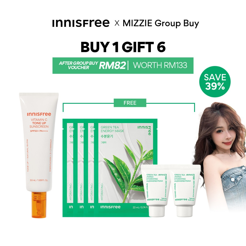 INNISFREE x MIZZIE Vitamin C Tone Up Sunscreen SPF50+ Pa++++ 50ml (RM82 ...