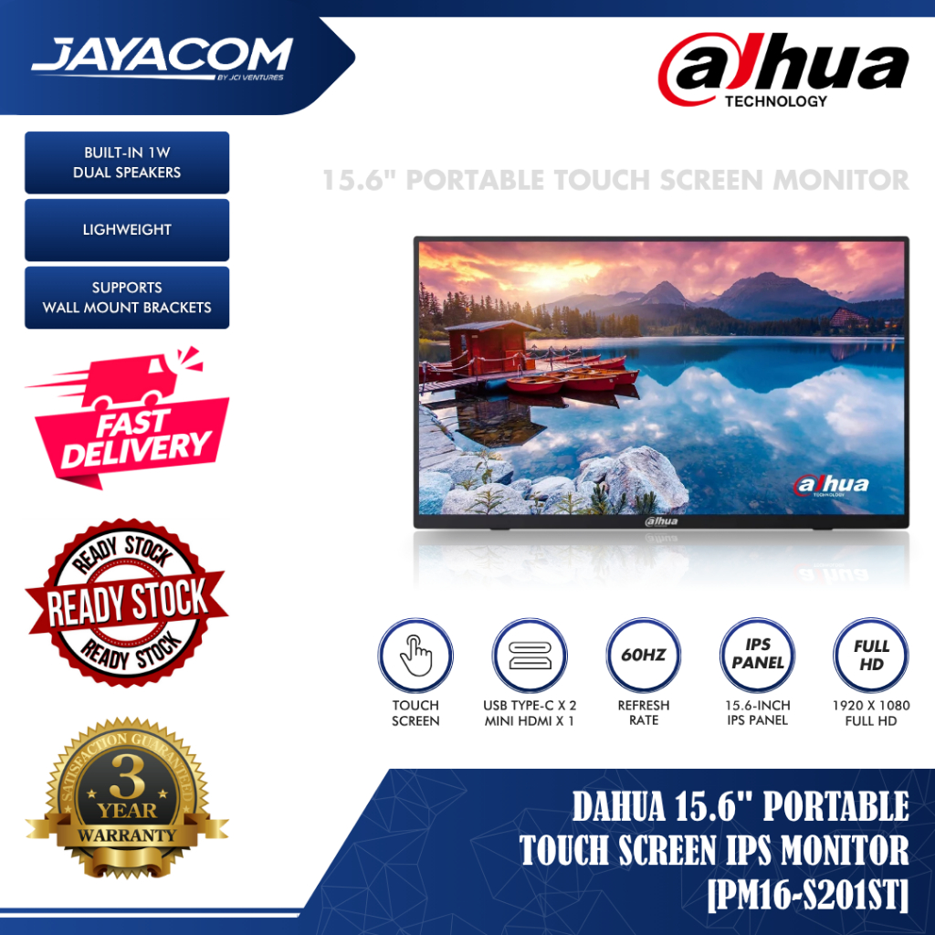 Dahua 15.6" Portable Touch Screen IPS Monitor [PM16-S201ST] (60Hz / USB ...