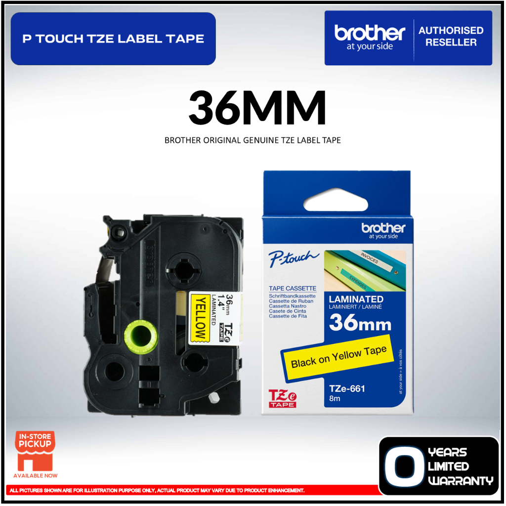 Brother Original P-Touch TZe Laminated Waterproof Label Tapes | 36mm ...