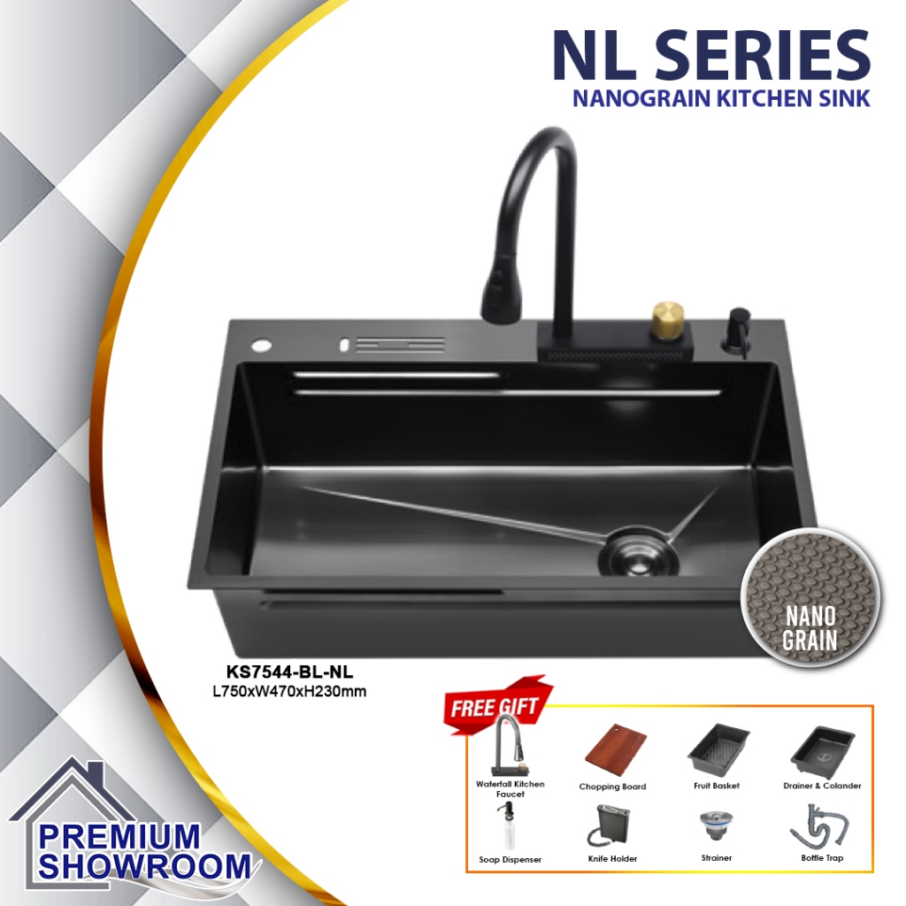 (FULL SET) Nanograin Multifunctional Kitchen Sink Set 75CM | Sinki ...