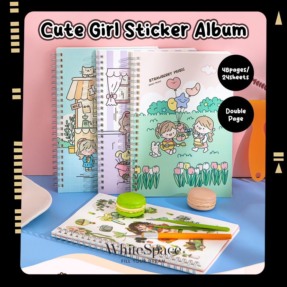 Whitespace A5 Cute Girl Sticker Album Cartoon Sticker Collection Book ...