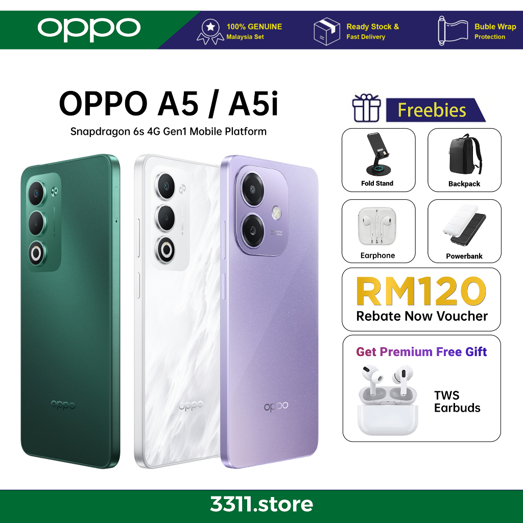 OPPO A5i Pro 5G / A5i / A5 4G/ Smartphone | 8+256 | IP65 Water and Dust Resistance | 6000mAh ...