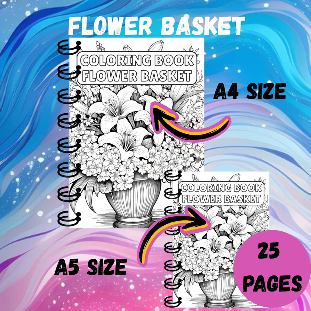 FLOWER BASKET – Buku Mewarna Untuk Kanak-Kanak, Remaja & Dewasa ...