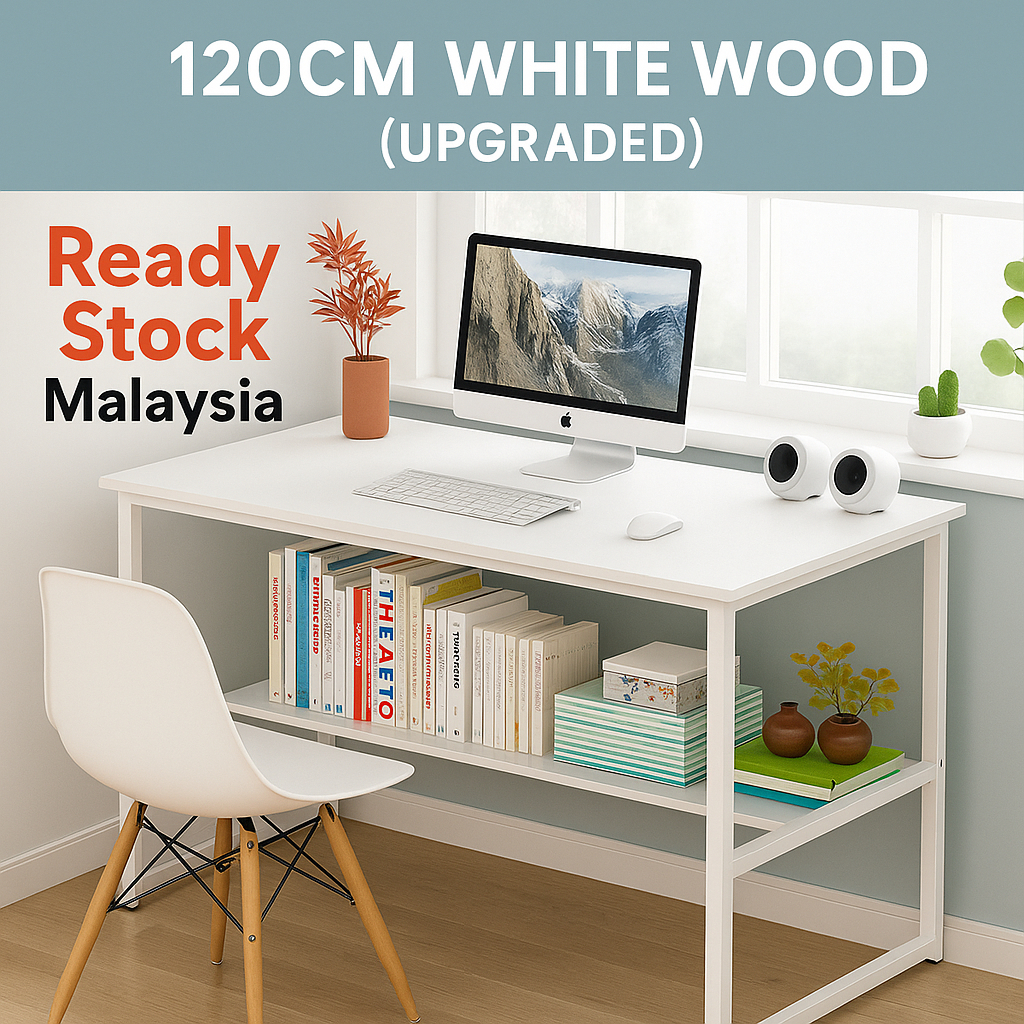Computer Table Meja belajar Writing Table Double Layer Modern Table ...