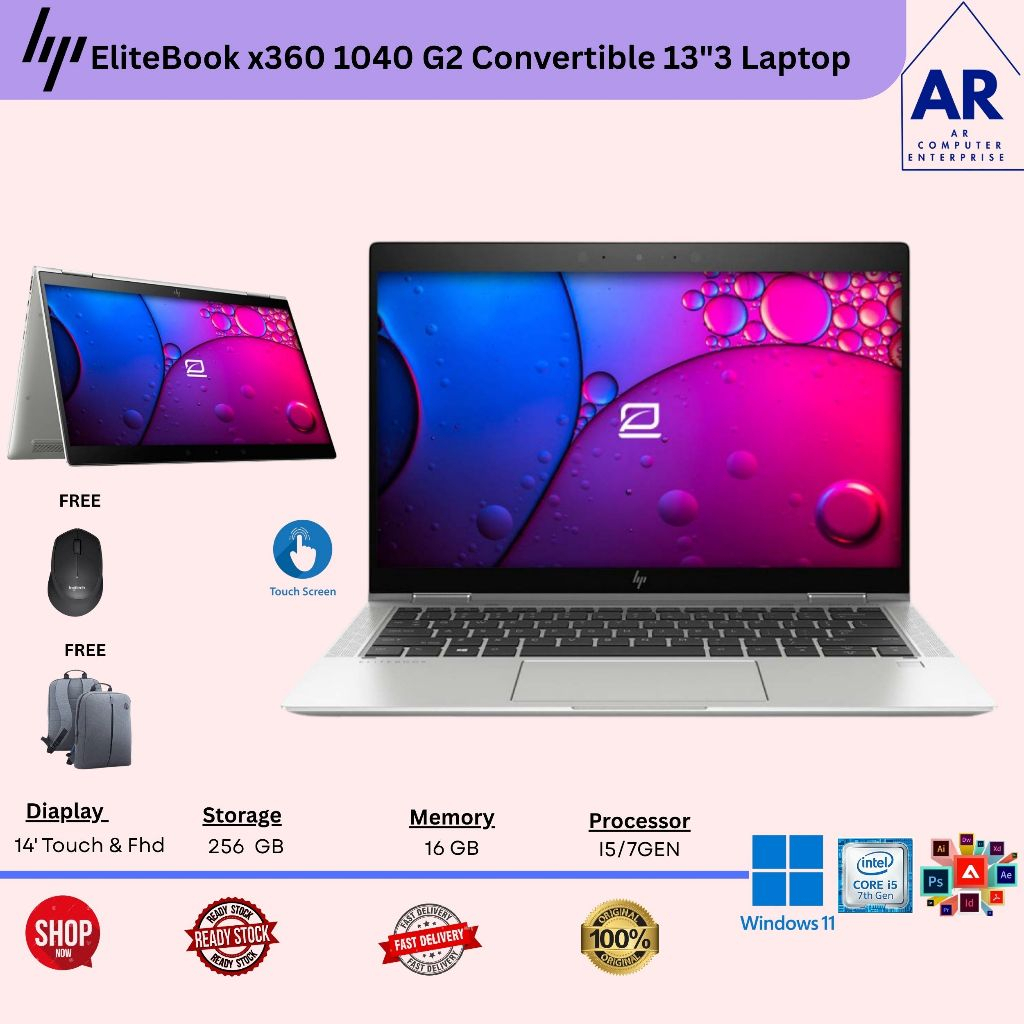 HP ELITEBOOK x360 1030 G2 13.3in Touchscreen LAPTOP INTEL CORE i5 7th ...