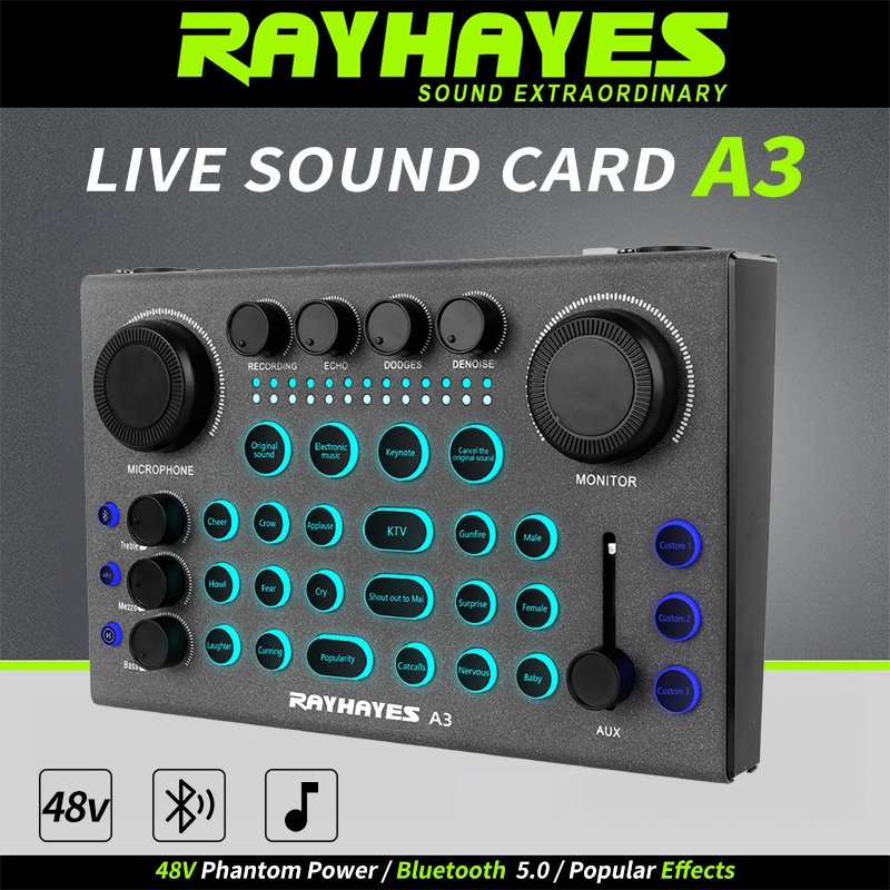 RAYHAYES A3 Professional Live Sound Card Audio Bluetooth Multi-function ...