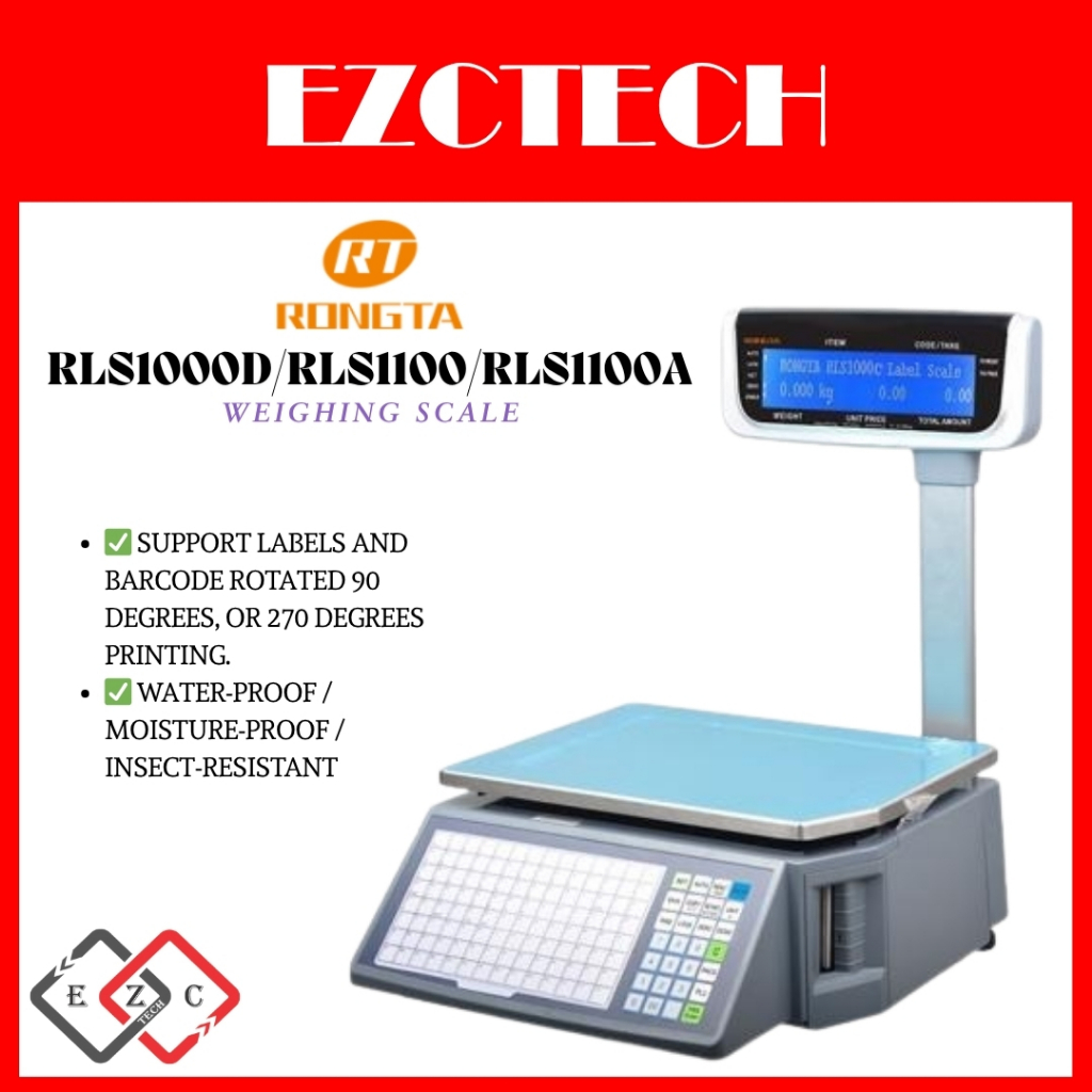 RONGTA RLS1000 RLS1100 RLS1100A 30KG BARCODE WEIGHING SCALE WITH 1 YEAR ...