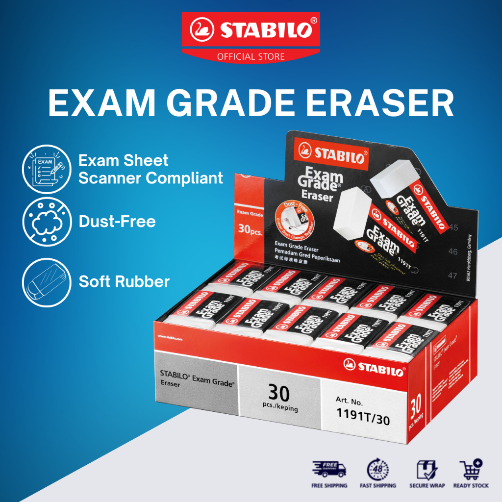 STABILO Exam Grade Eraser Box of 10/30/40 PCS | Shopee Malaysia