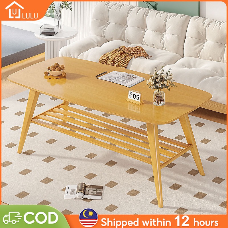 LULU Meja Kopi Coffee Table Double Layer Bamboo Living Room Coffee ...