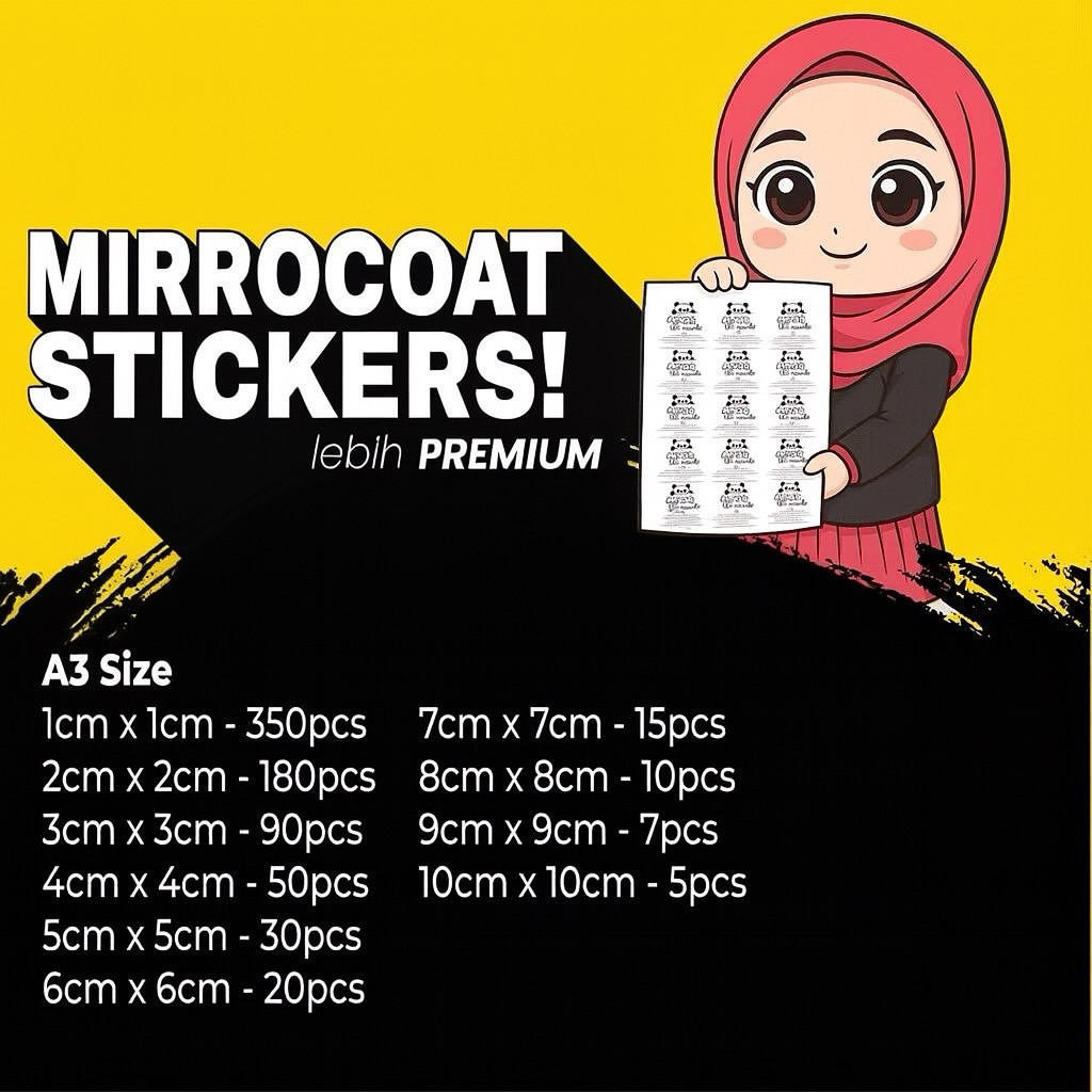 Print Sticker Mirrocoat Saiz A3 siap Cutting Bulat / Petak | Shopee ...