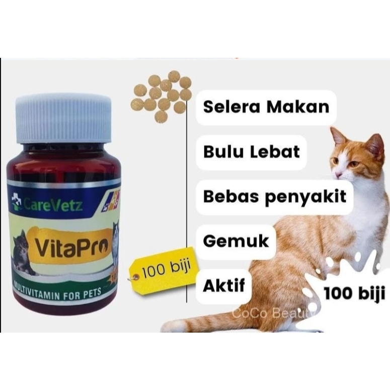 Vitapro Cat Vitamin Kucing RAHMAH 100 biji Gemuk Sihat Bulu Lebat ...