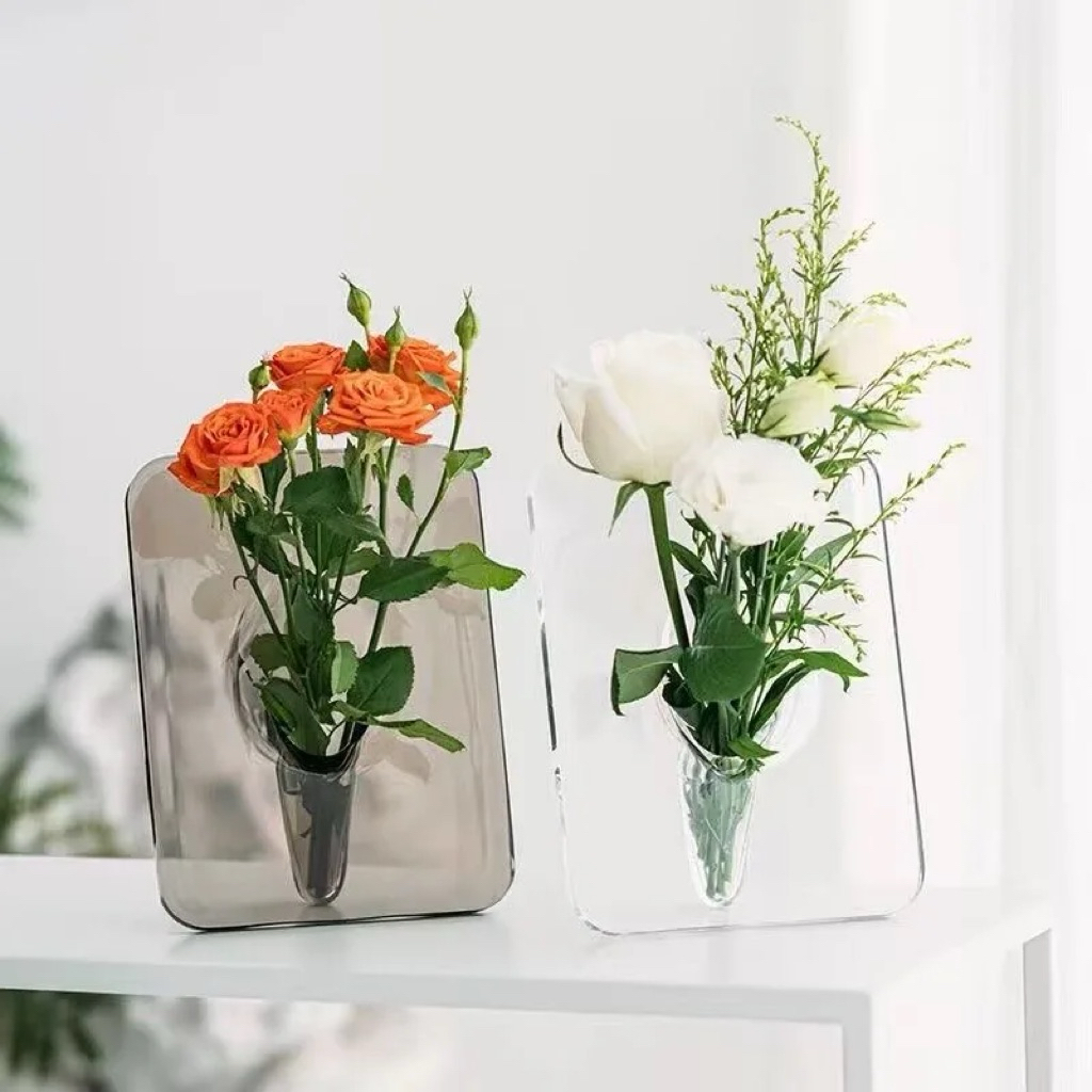 Nordic Transparent Vase Flower Vase Flame Frame Vase Decorative Acrylic ...