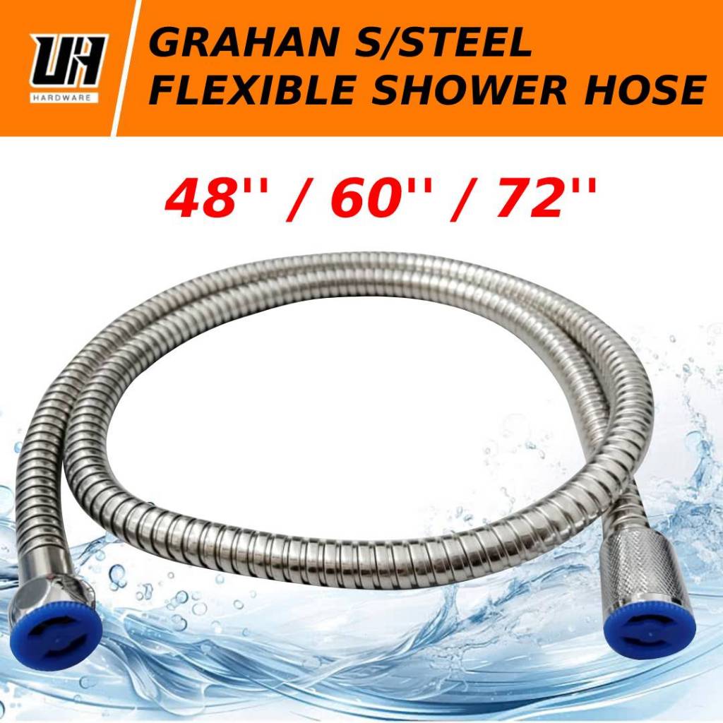 GRAHAN 48'' / 60'' / 72'' S/STEEL FLEXIBLE SHOWER HOSE / Hos Fleksibel ...