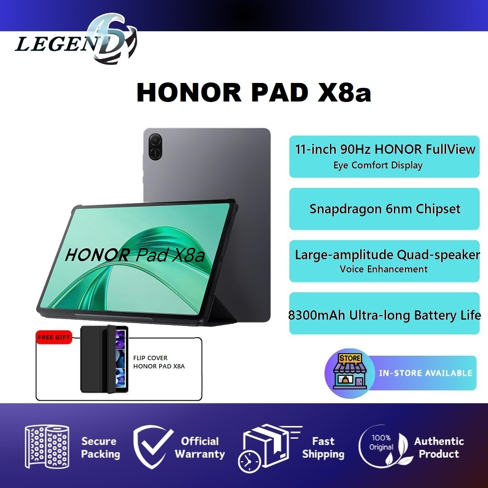 [NEW SET] Honor Pad X8a (4GB+128GB) 4G/LTE Version | 11-inch 90Hz HONOR ...